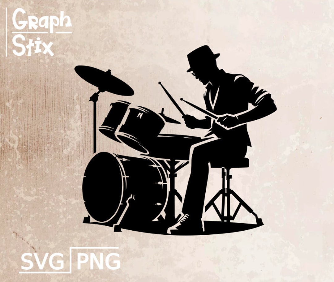 Wall Art Stencil, Funky Drummer, Drummer Premium Vector Logo, Decal ...