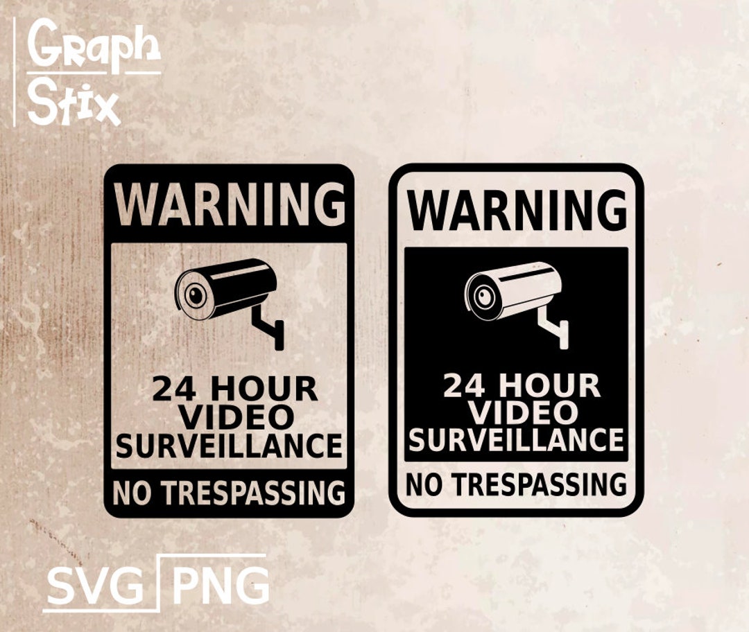 Warning 24 Hour Video Surveillance No Trespassing, Sign, Label, Premium ...