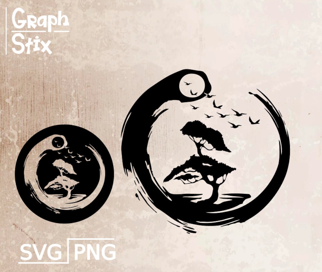 Tree Yoga Moon Circle Enso Circle, Logo Design, Enzo Circle, Premium ...