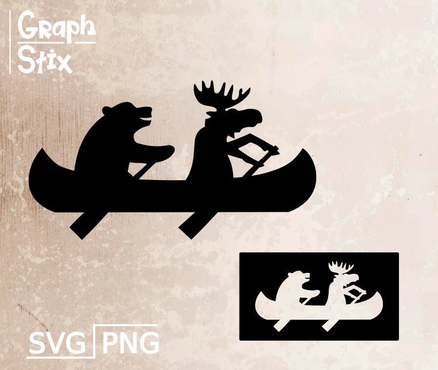 Bear Moose Canoe, Funny Design, Premium Vector, Logo Decal, Clipart SVG ...