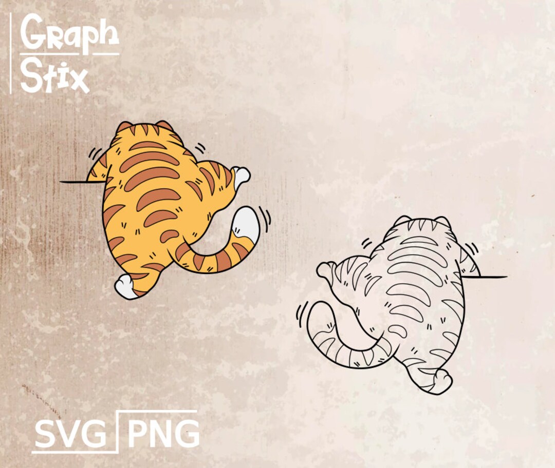 Cartoon Cat Climbing Cat Scratching Funny Playing Cat - Etsy