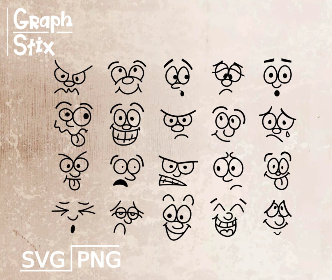 Funny Face Expressions, Premium Vector Logo, Decal, Clipart SVG Design ...