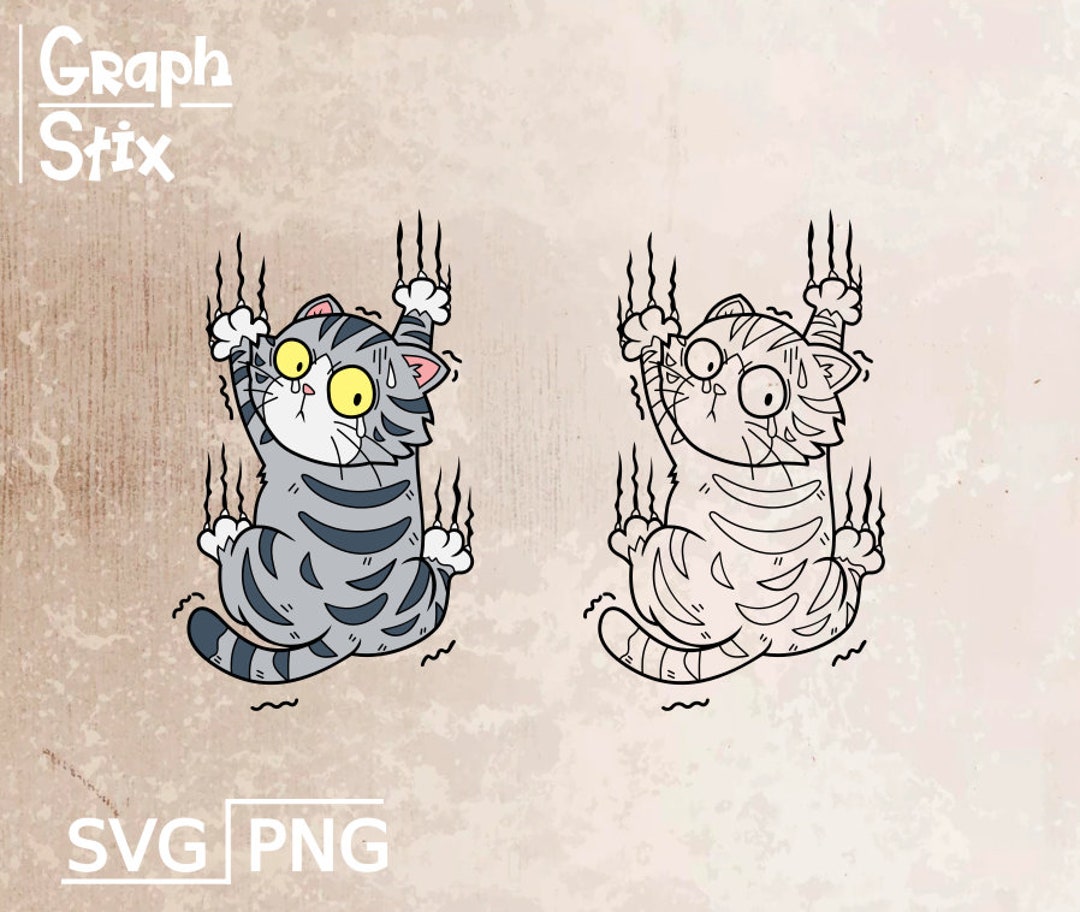 Cartoon, Cat Climbing, Cat Scratching, Funny Playing Cat, Premium ...