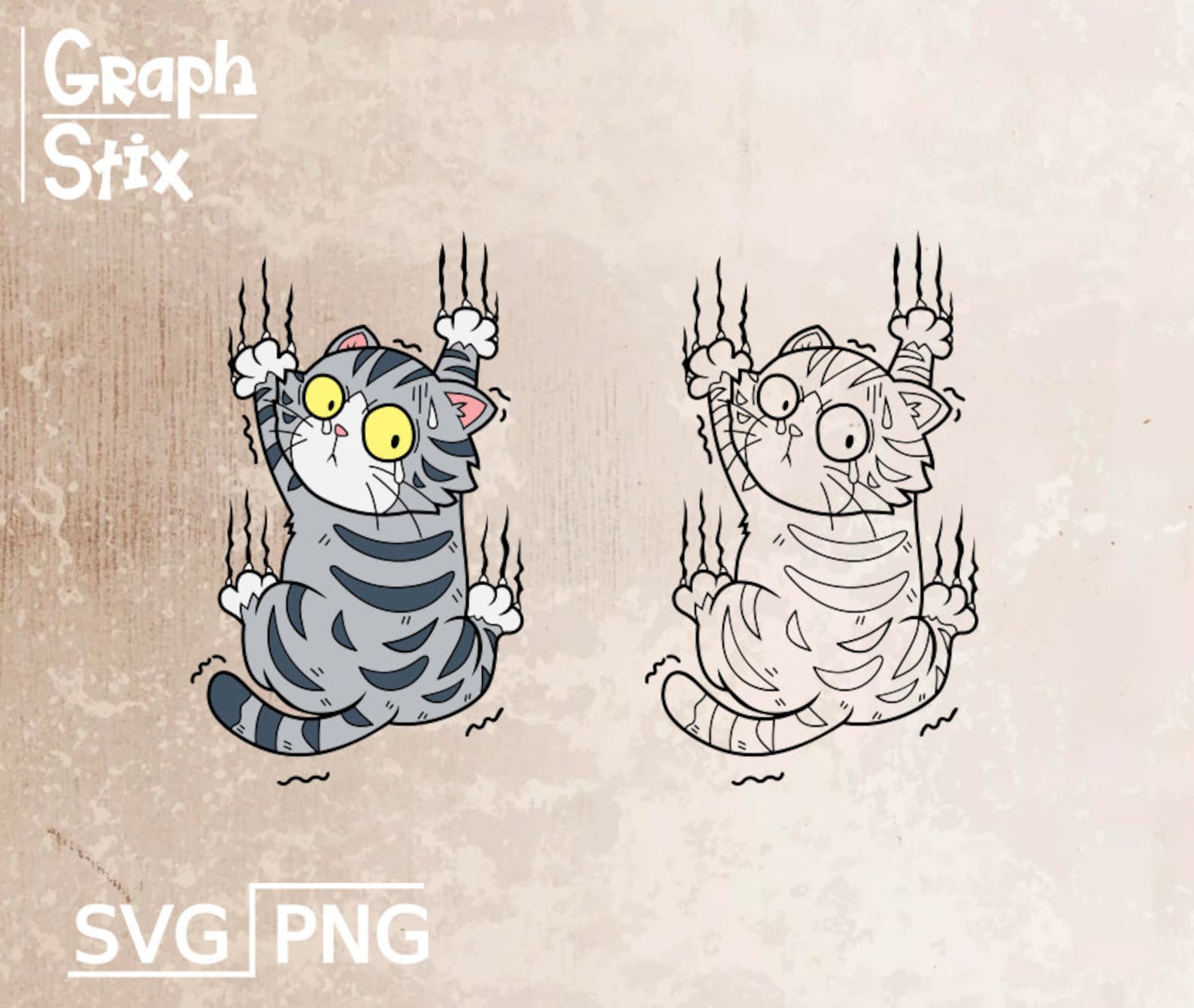 Cartoon, Cat Climbing, Cat Scratching, Funny Playing Cat, Premium ...