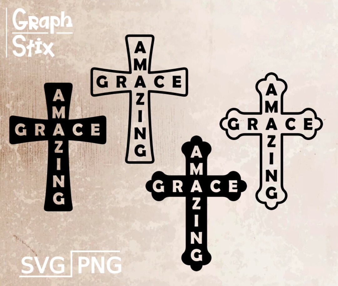 Amazing Grace, Cross, Text and Logo Design, Premium Vector, Decal, Clip ...
