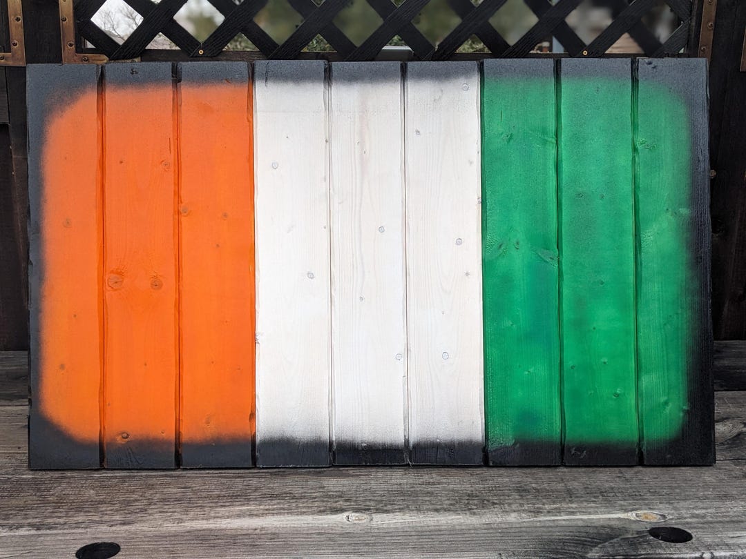 Carved Giant Wooden Irish Flag Plaque – Rustic Irish Decor, Celtic Wall ...