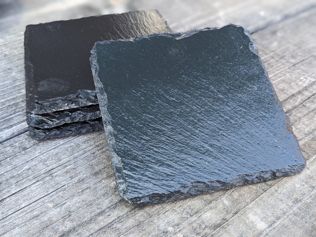 4-count Varnished Square Slate Coasters - Etsy