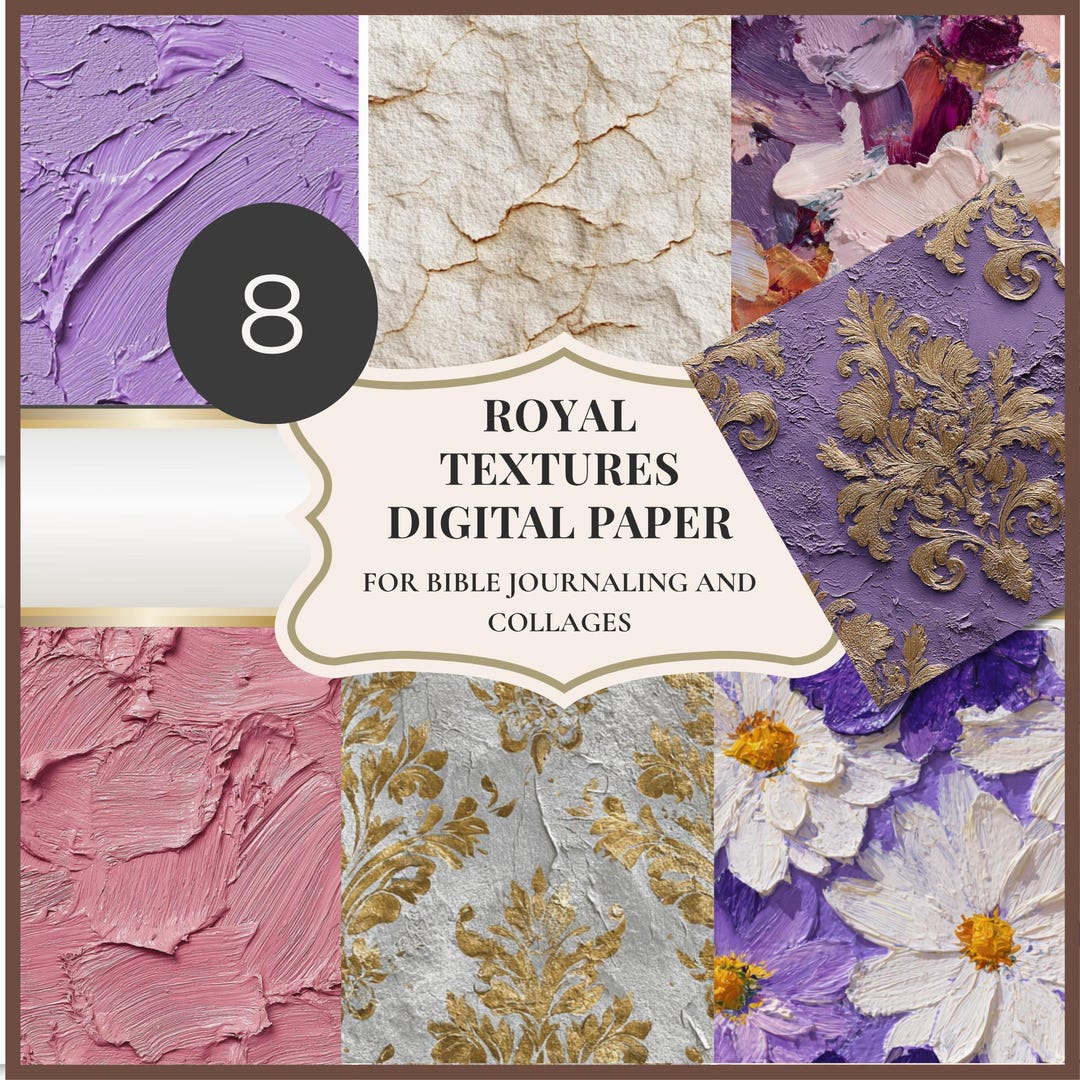 Royal Textures Digital Paper: Gold Damask, Impasto Scrapbook Pages ...