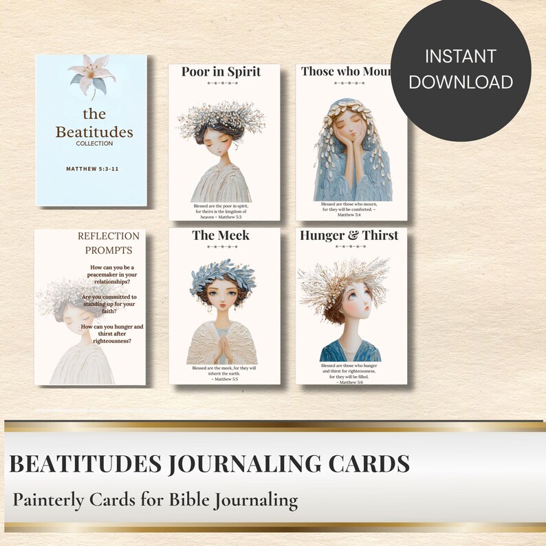 Printable Beatitudes Scripture Writing Cards, Bible Journaling Stickers ...