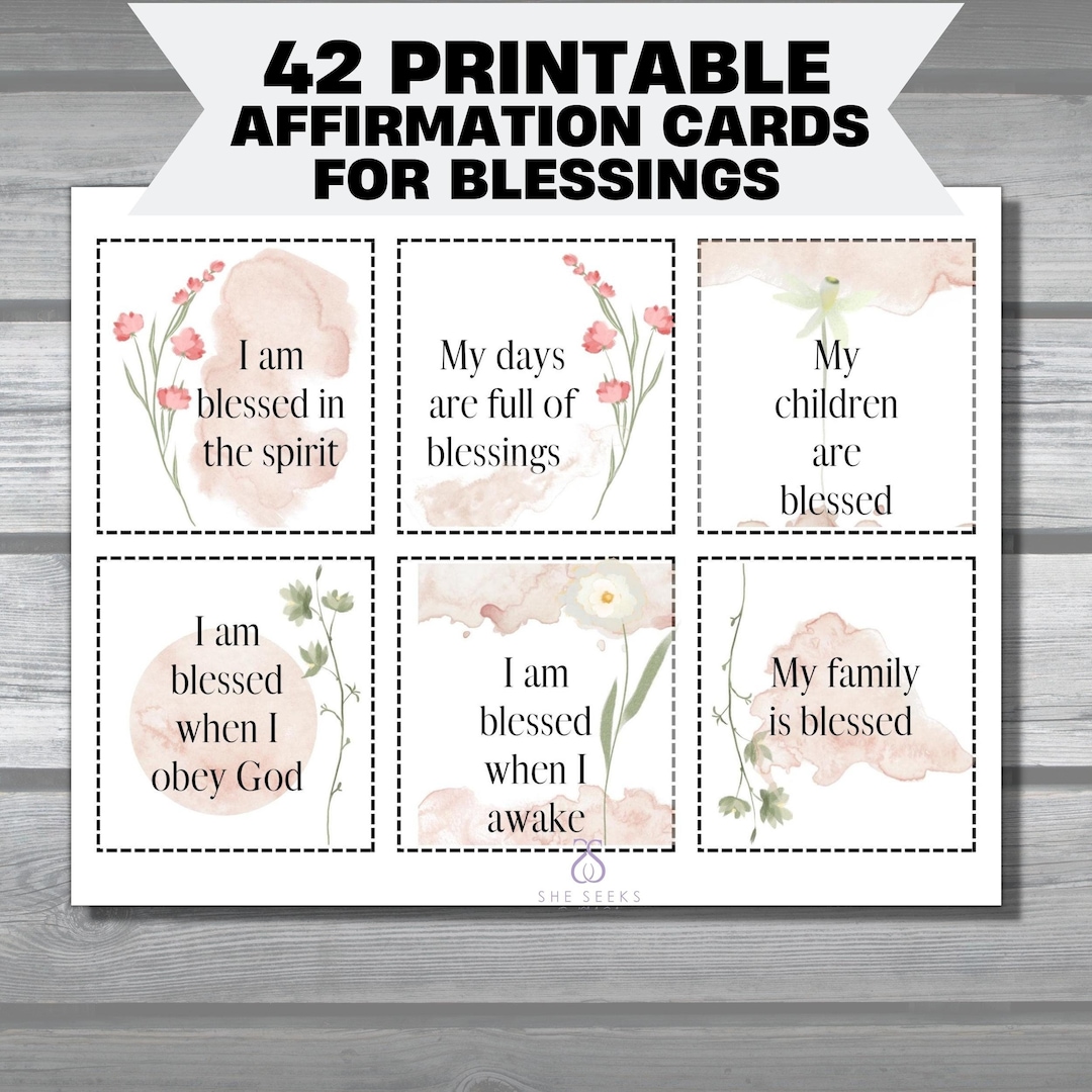 42 Printable Affirmation Cards Bible Journaling Christian Vision Board ...