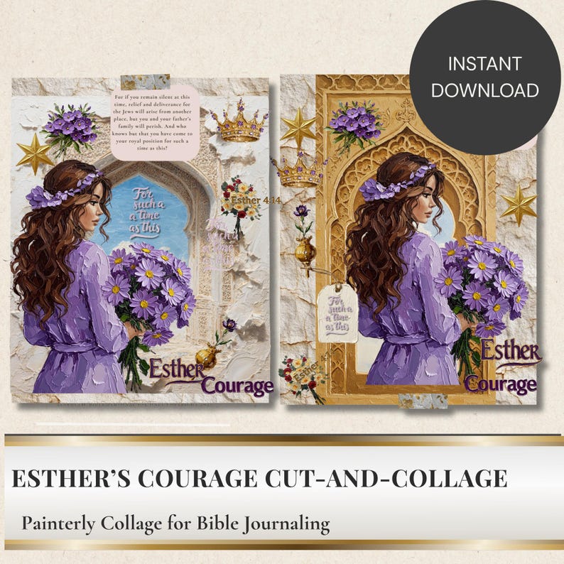 Queen Esther Collage Sheet: Printable Christian Stickers for Bible ...