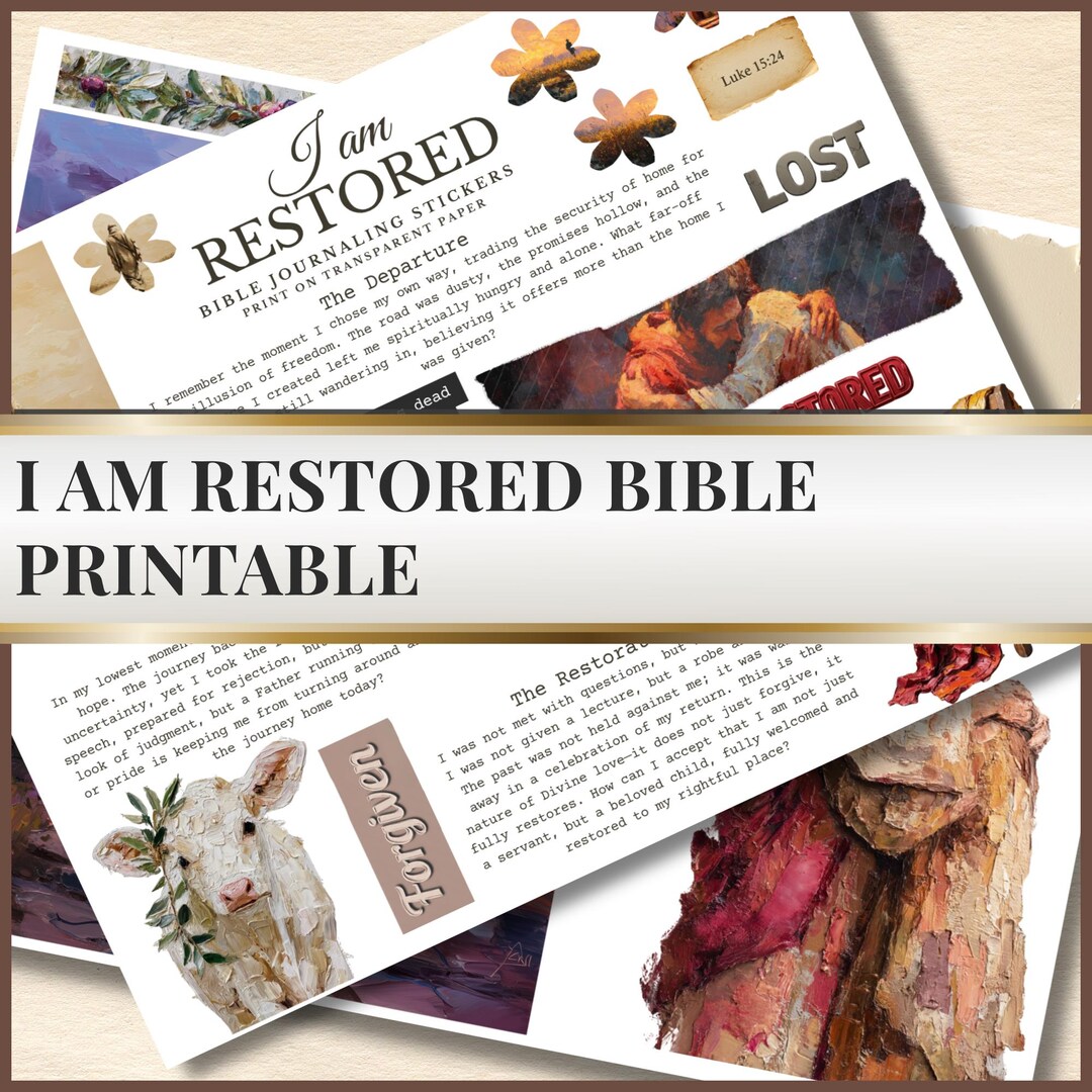 Prodigal Son, I Am Restored, Bible Journaling Printable Stickers ...