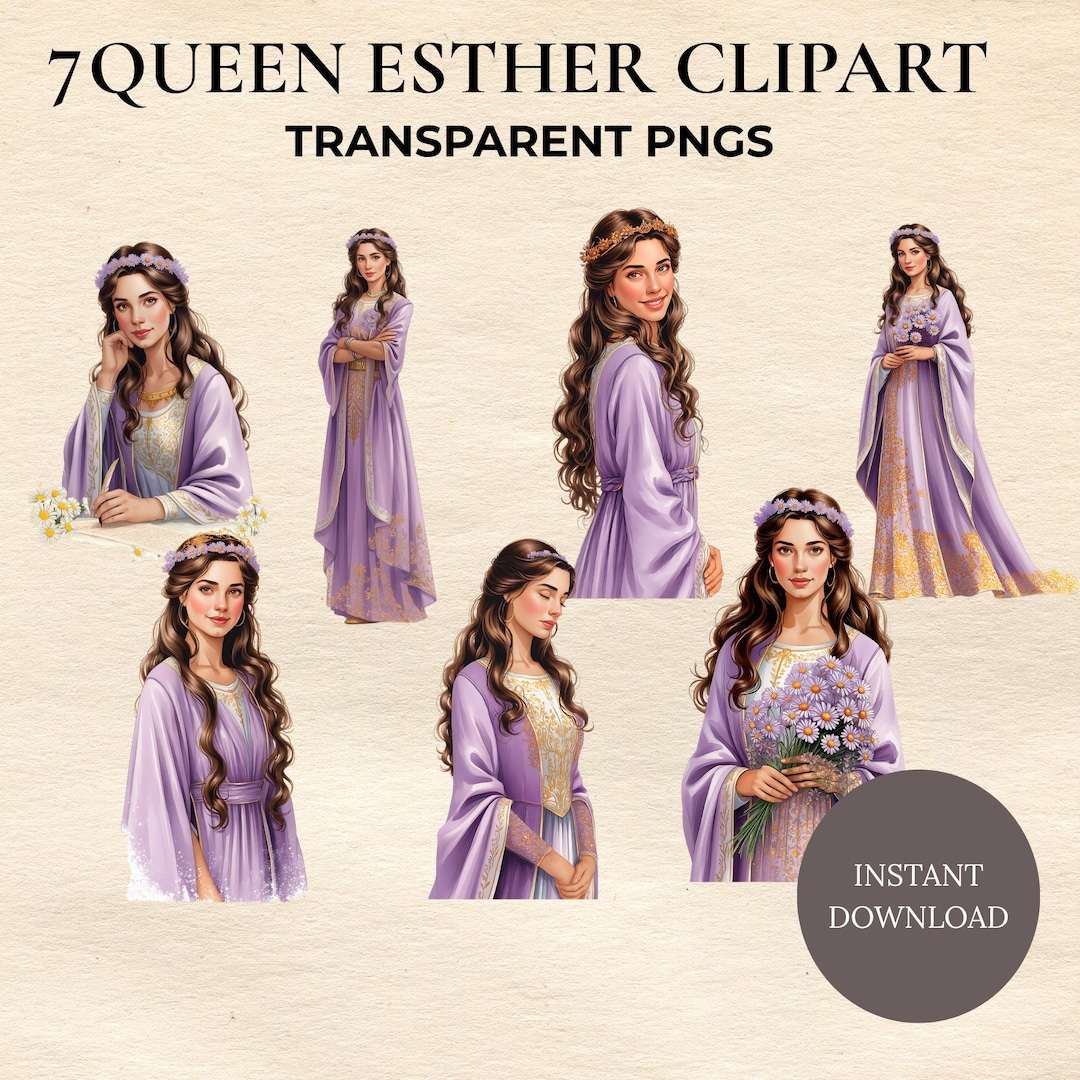 Queen Esther Clipart PNG, Painterly Women of the Bible, Christian Art ...