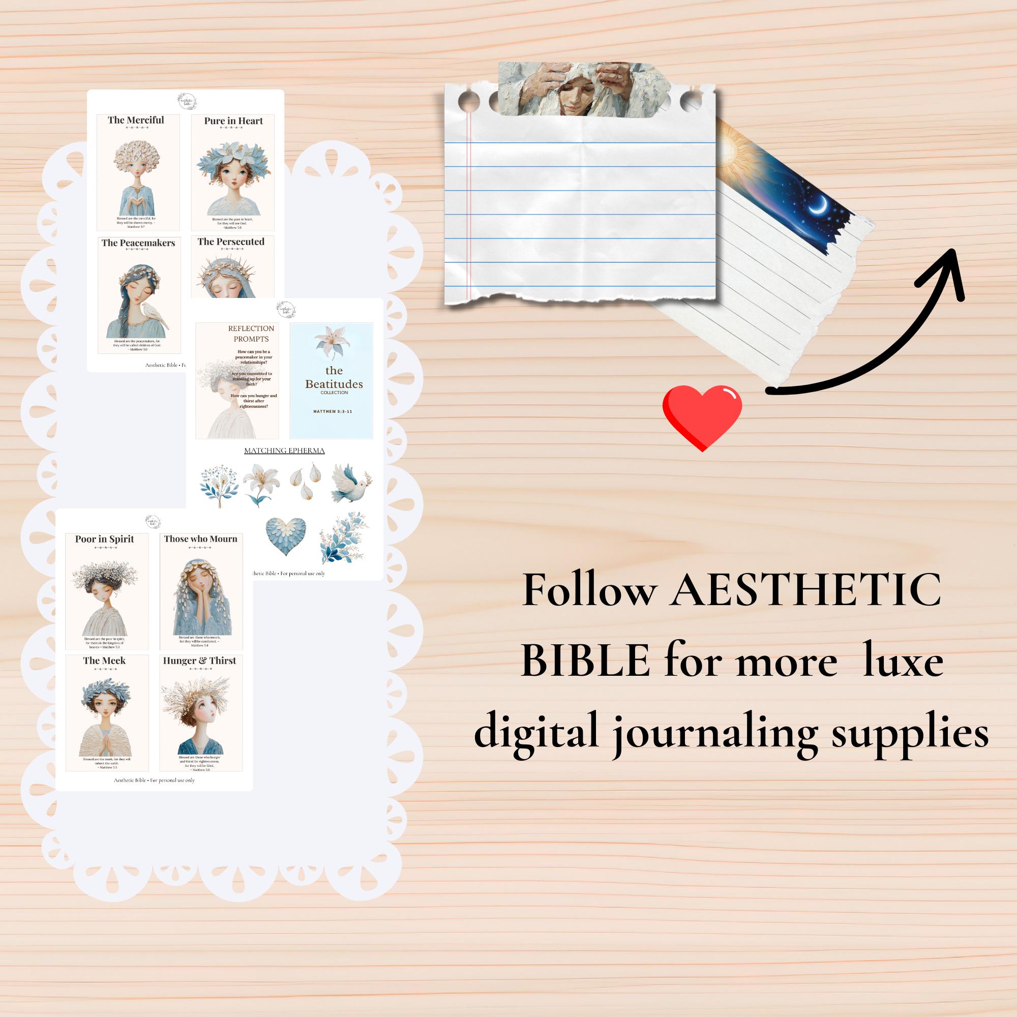 Printable Beatitudes Scripture Writing Cards, Bible Journaling Stickers ...
