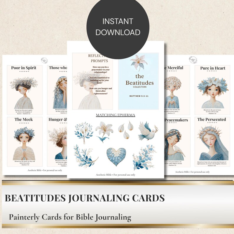 Printable Beatitudes Scripture Writing Cards, Bible Journaling Stickers ...