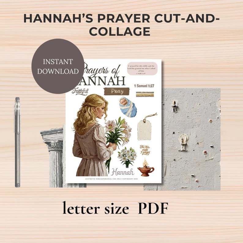 Hannah's Prayer Collage Kit: Printable Christian Stickers for Bible ...
