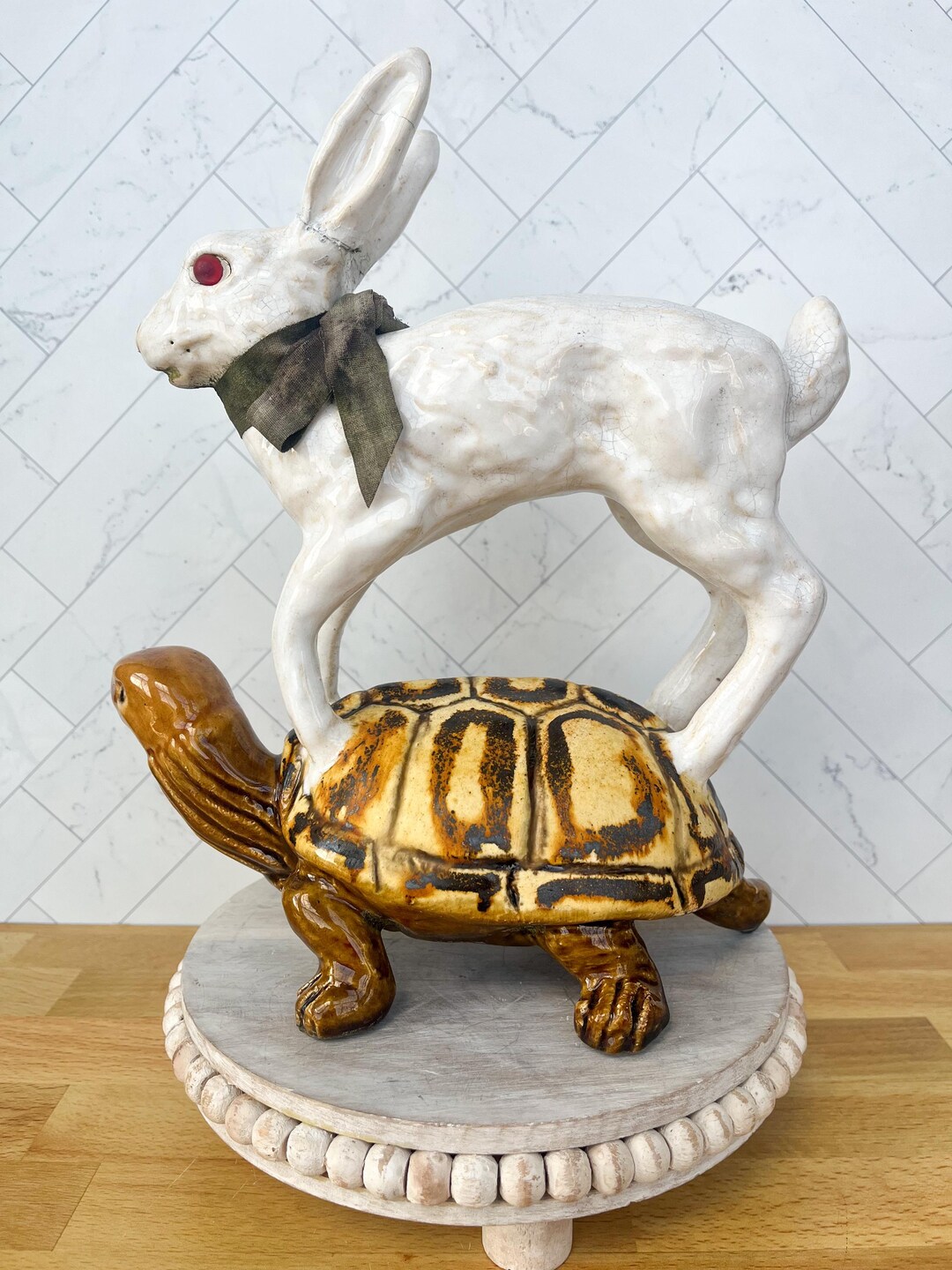 Vintage French Earthenware Ceramic Pottery Tortoise & Hare (turtle and ...