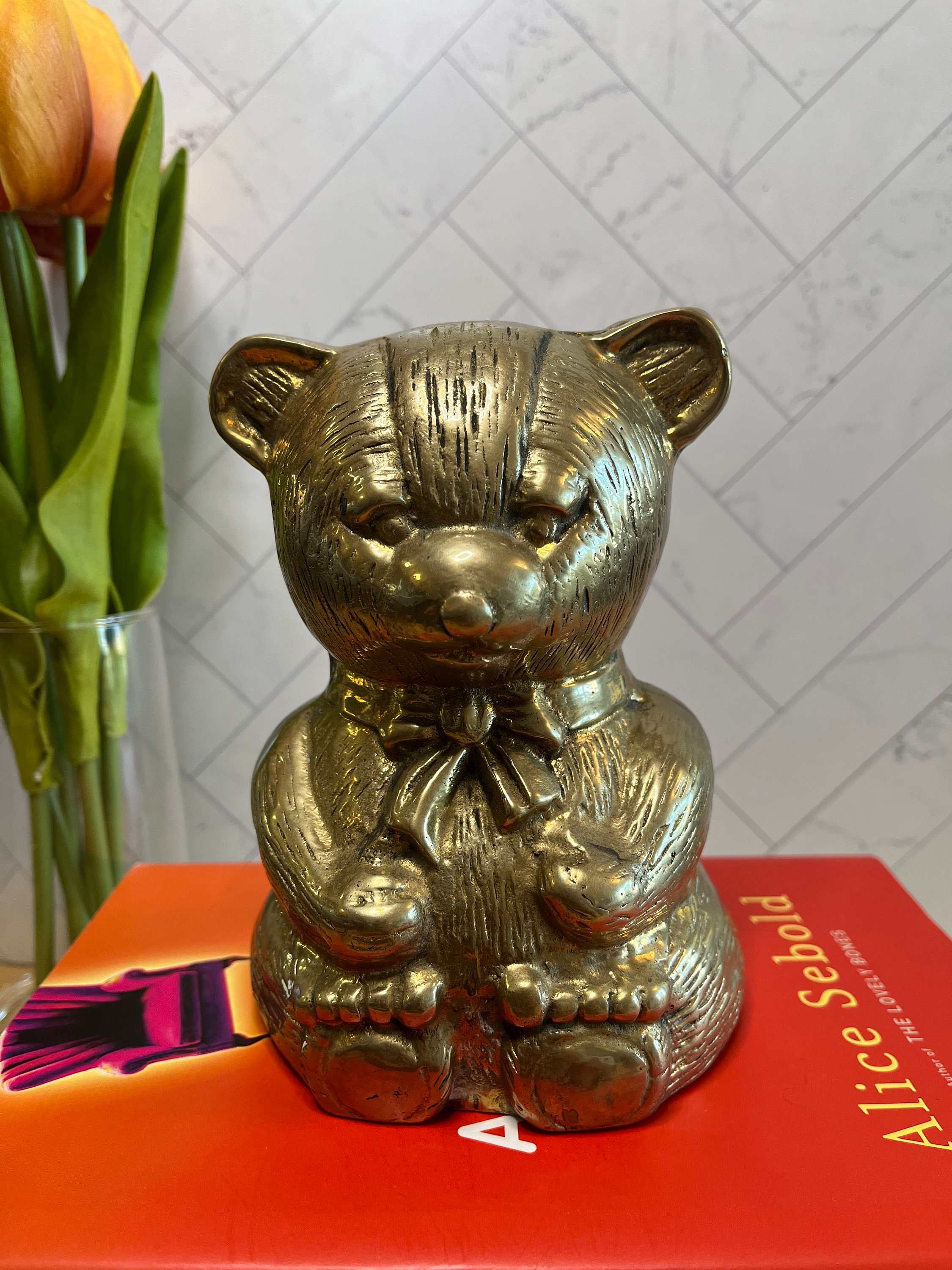 Vintage Brass Teddy Bear Bank - Etsy