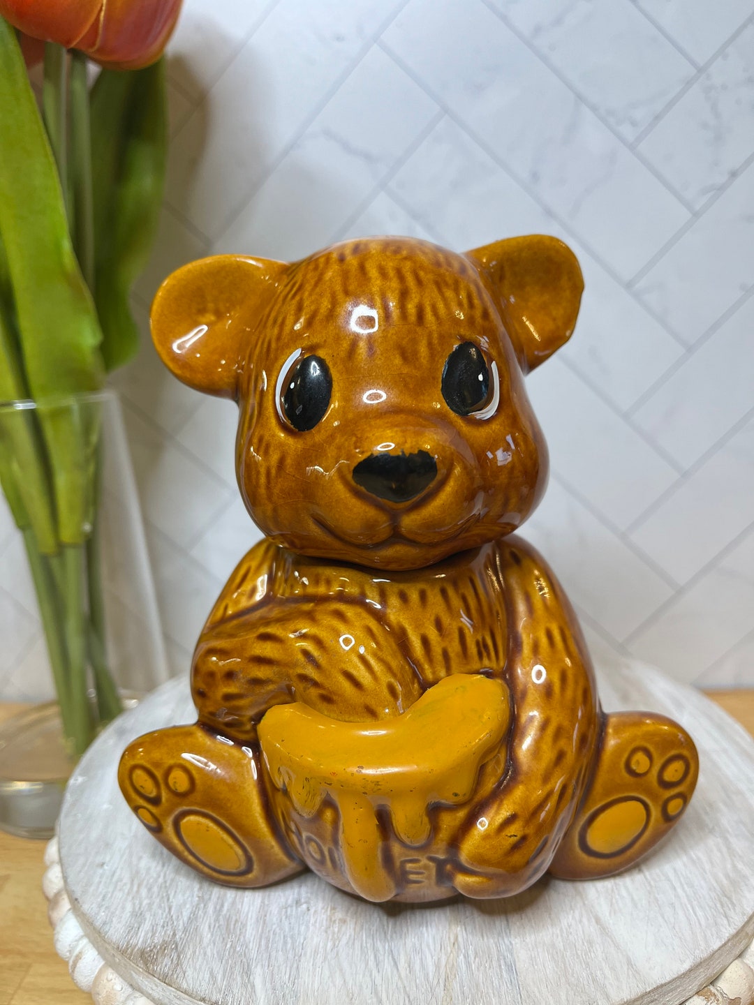 Vintage Ceramic Honey Bear Pot With Original Honey Dipper - Etsy