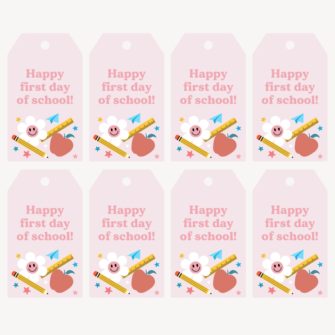 Editable First Day of School Gift Tags Pink - Etsy