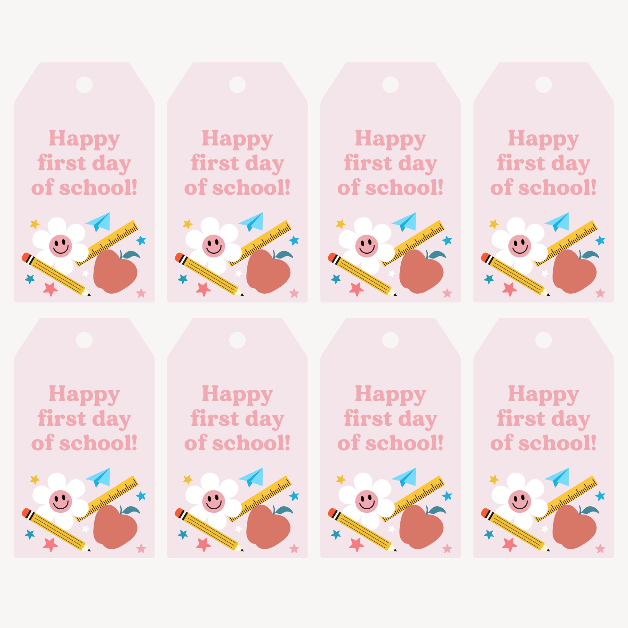 Editable First Day of School Gift Tags Pink - Etsy