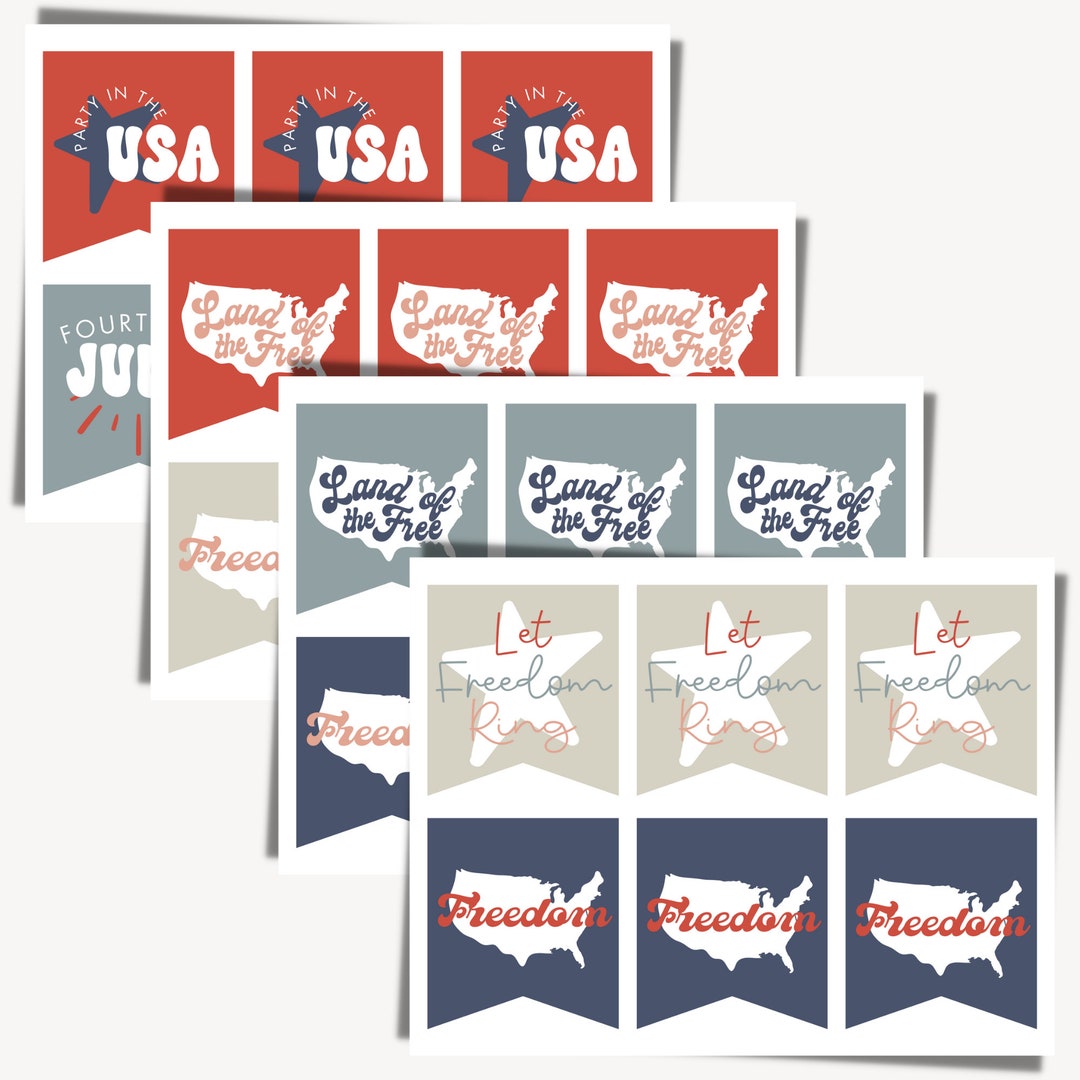 Patriotic 4th of July Editable Printable Tags - Instant Download - Etsy