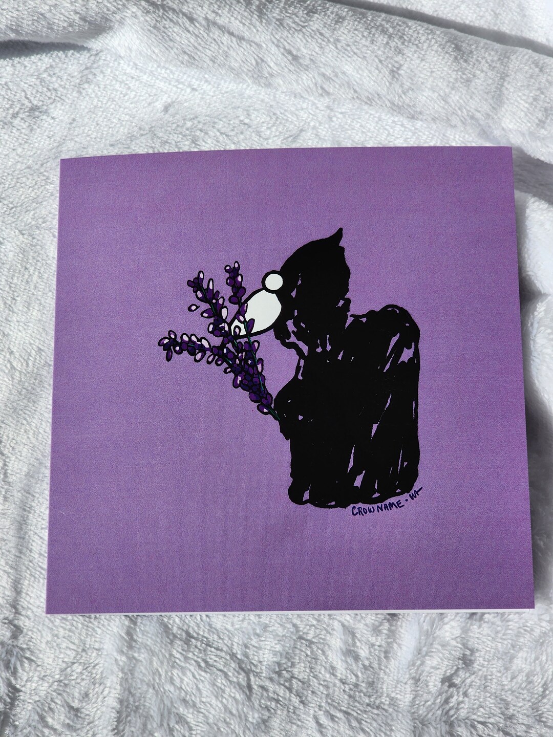 Lavender Crow Plague Doctor Card, Blank Square Card, Art Card, Crows ...
