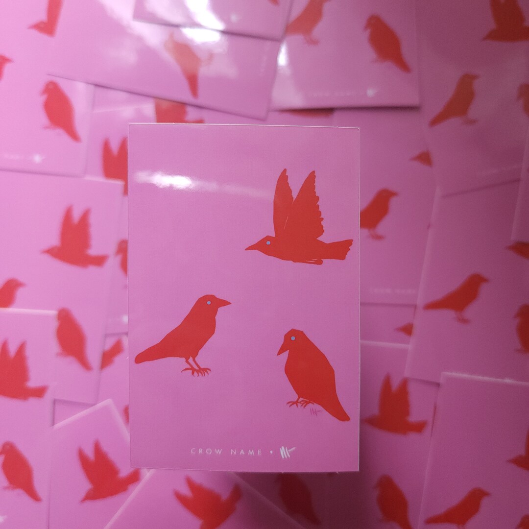 Orange Crows on Pink Vinyl Sticker - Etsy