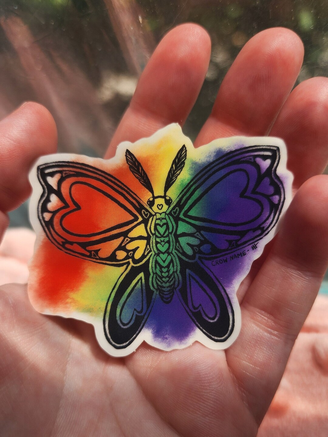 Rainbow Moth Sticker, Transparent Clear Vinyl Waterproof Sticker - Etsy