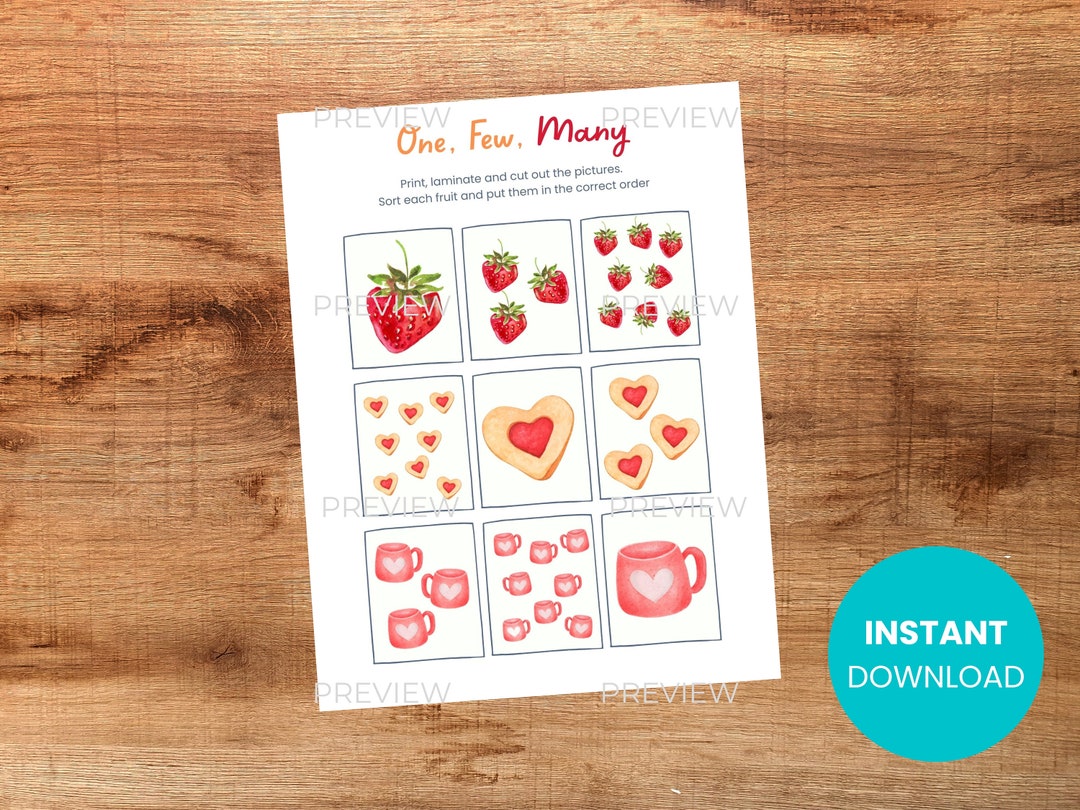 PRINTABLE One, Few, Many Activity Instant Download - Etsy