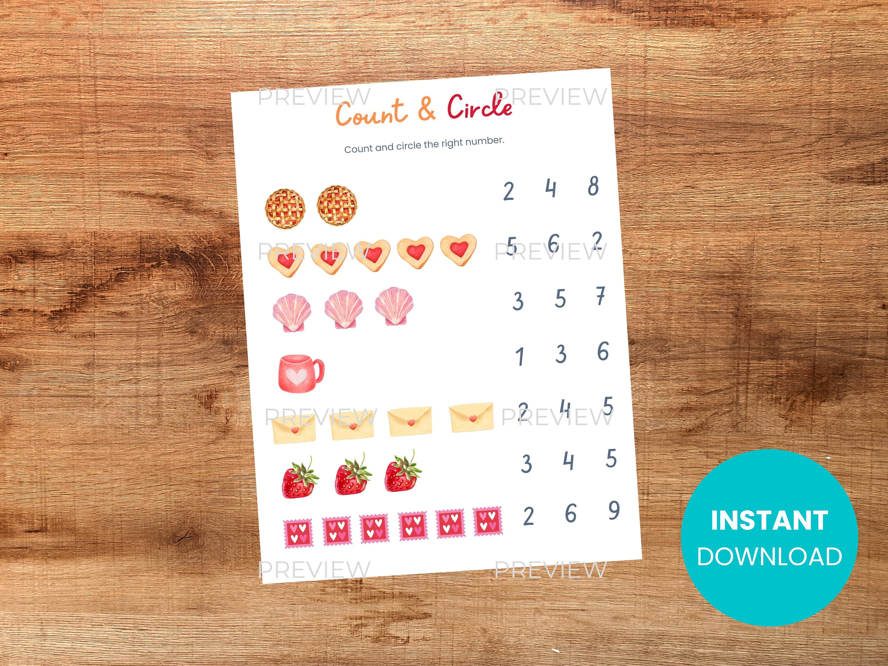 PRINTABLE Count & Circle Activity Instant Download - Etsy