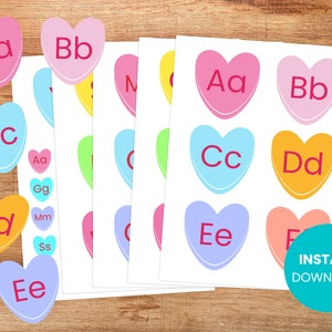 PRINTABLE Candy Heart Flashcards Instant Download - Etsy