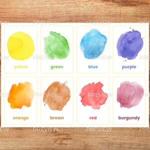 PRINTABLE Flashcards 8 Color DIY Homeschool Montessori Preschool ...
