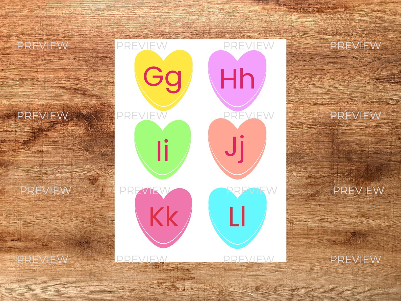 PRINTABLE Candy Heart Flashcards Instant Download - Etsy
