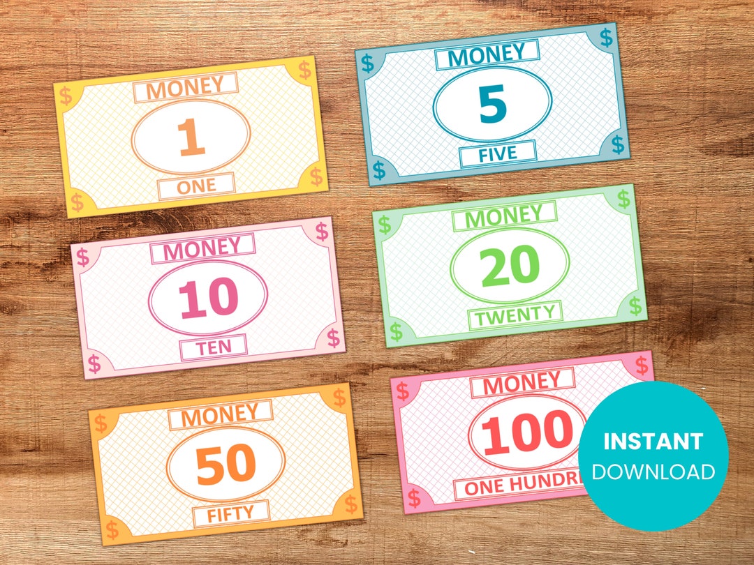PRINTABLE Play Money - Pretend Play - Homeschool Montessori Waldorf ...