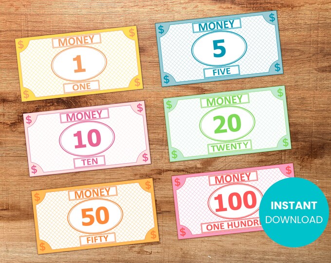PRINTABLE Play Money - Pretend Play - Homeschool Montessori Waldorf ...