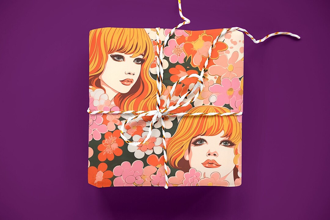 Retro Beauties Matte & Satin Wrapping Paper Roll, Gift Wrap, Gift Paper ...