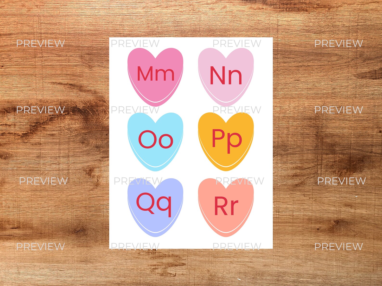 PRINTABLE Candy Heart Flashcards Instant Download - Etsy