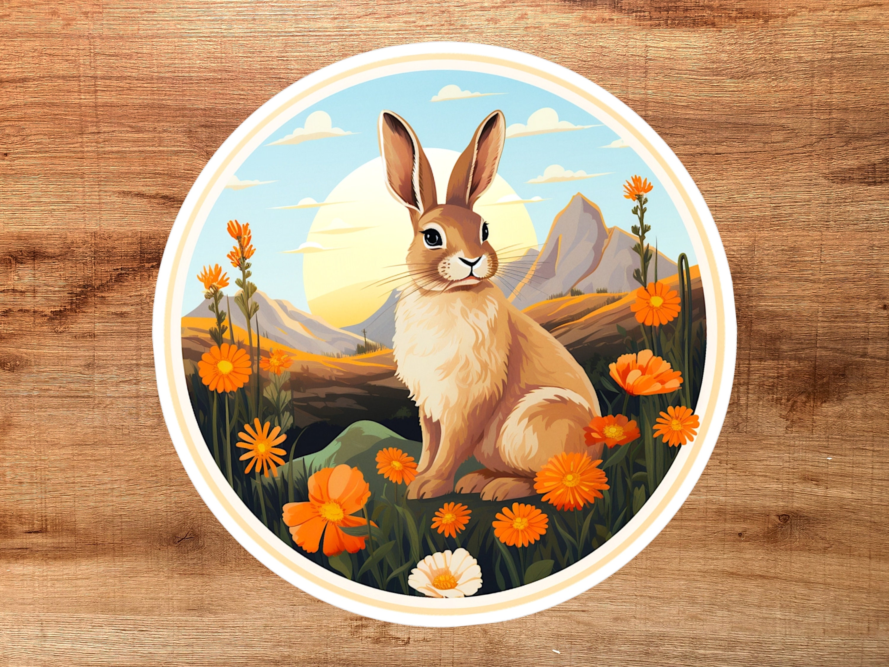 Wildflower Rabbit Sticker Vinyl Decal Water Bottle Cute - Etsy