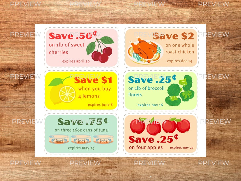 PRINTABLE Coupons Pretend Play Homeschool Montessori Waldorf Preschool ...