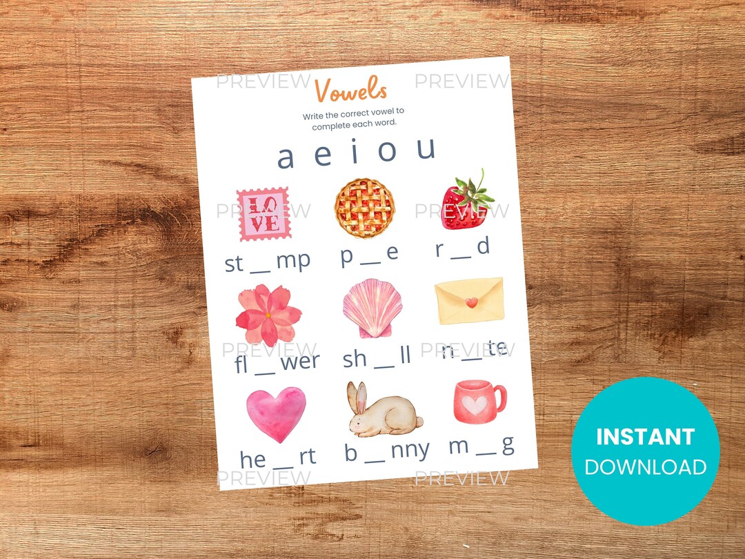 PRINTABLE Vowels Activity Instant Download - Etsy