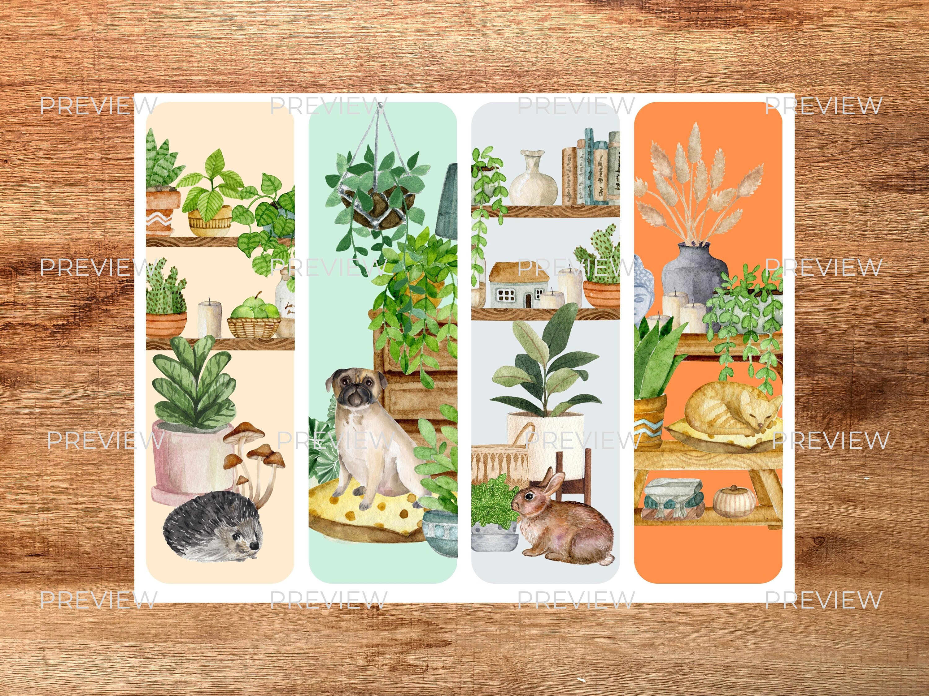 PRINTABLE Bookmarks Cozy Pets Watercolor Instant Download - Etsy