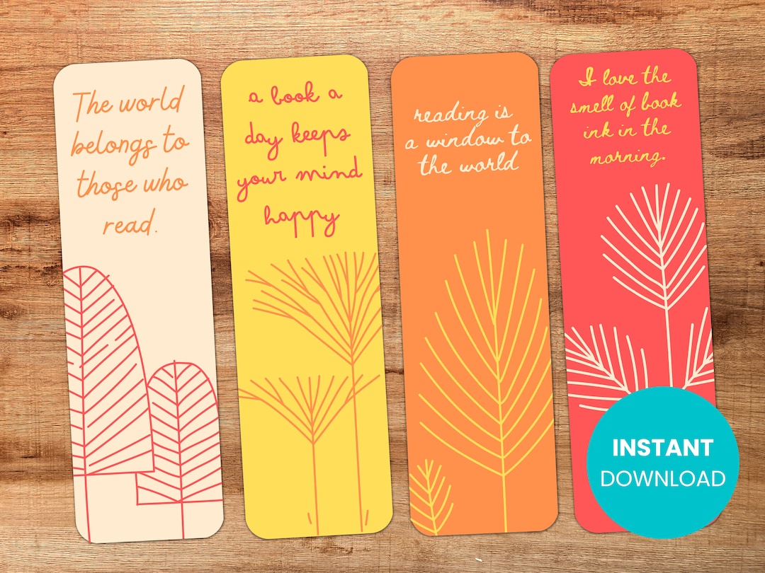 PRINTABLE Reading Bookmarks - Warm Colors - Instant Download ...