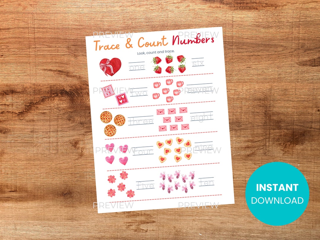 PRINTABLE Trace & Count Numbers Activity Instant Download - Etsy