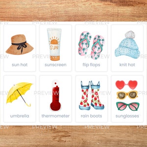 PRINTABLE Flashcards 24 Weather Homeschool Montessori Preschool Waldorf ...