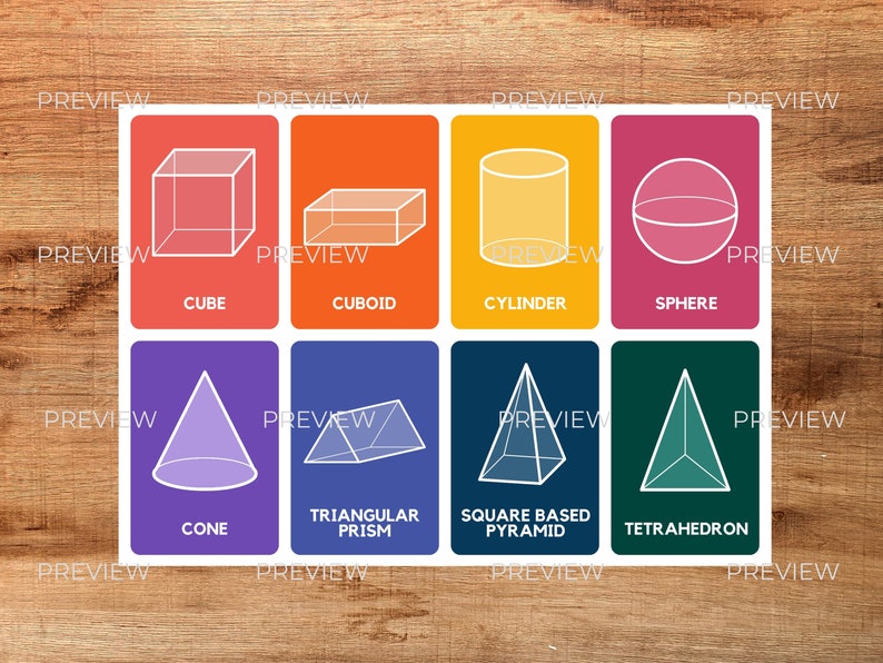 PRINTABLE Flashcards 3D Shapes Instant Download - Etsy