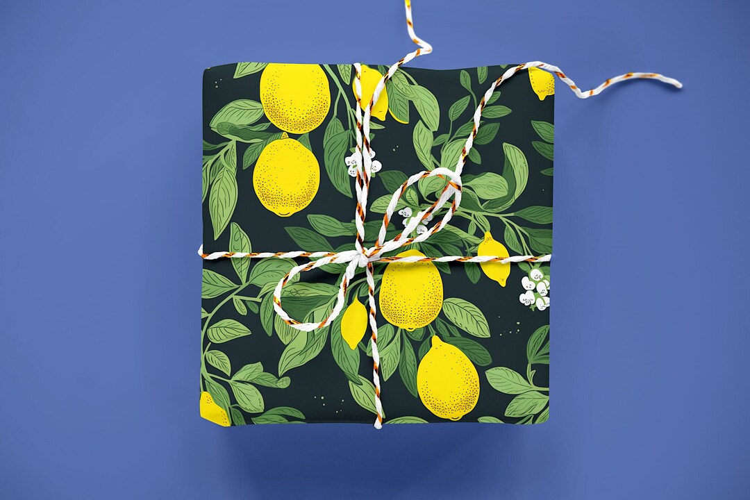 Lemon Tree Matte & Satin Wrapping Paper Roll, Flower Gift Wrap ...