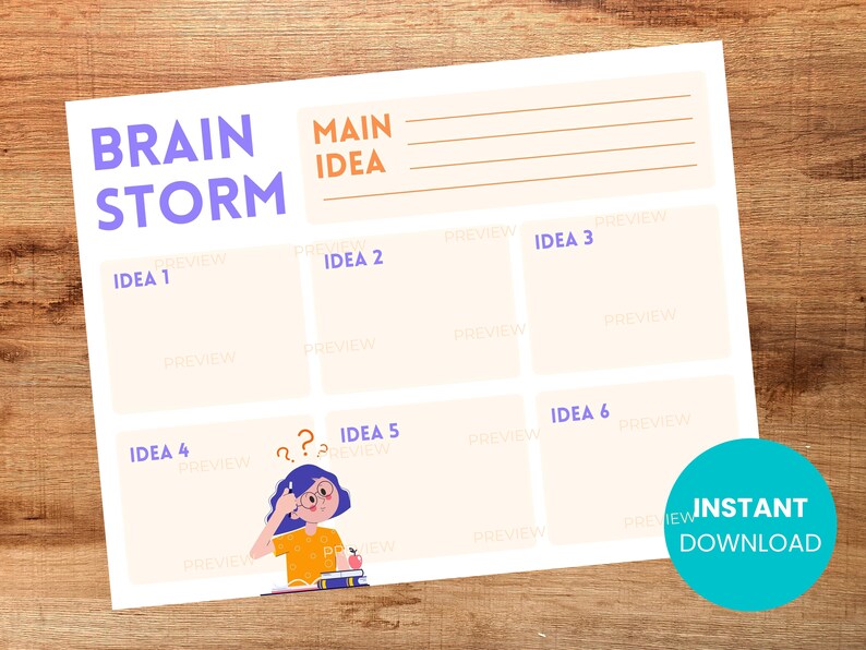 PRINTABLE Brain Storming Activity Homeschool Montessori Waldorf Nature ...