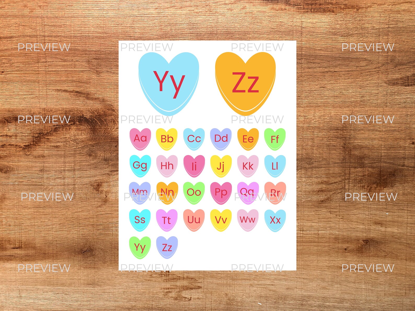 PRINTABLE Candy Heart Flashcards Instant Download - Etsy