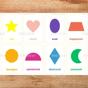 PRINTABLE Flashcards 16 Rainbow Shapes Instant Download Homeschool ...